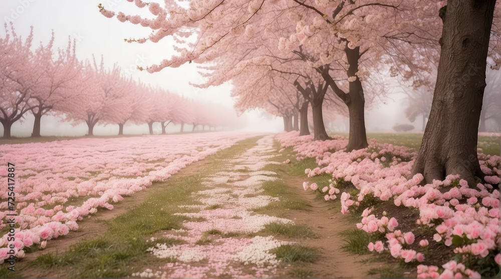 cherry blossom orchard, trees, pathway, photography backdrop, wedding ...