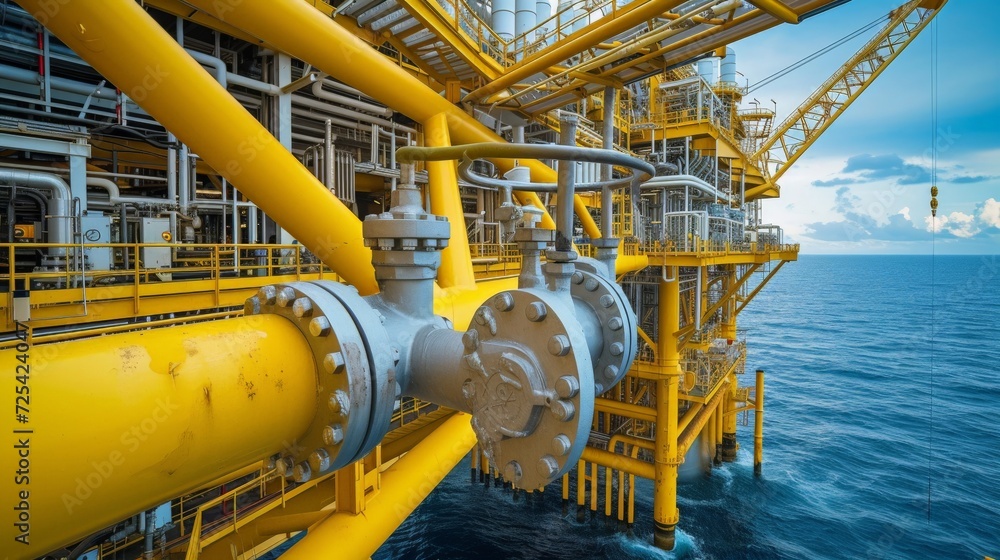 Manual operate ball valve at offshore oil and gas central processing ...