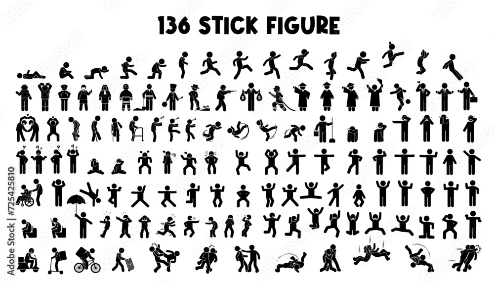 stick figure set, pictogram, stick man, stickman, stick cartoon Stock ...