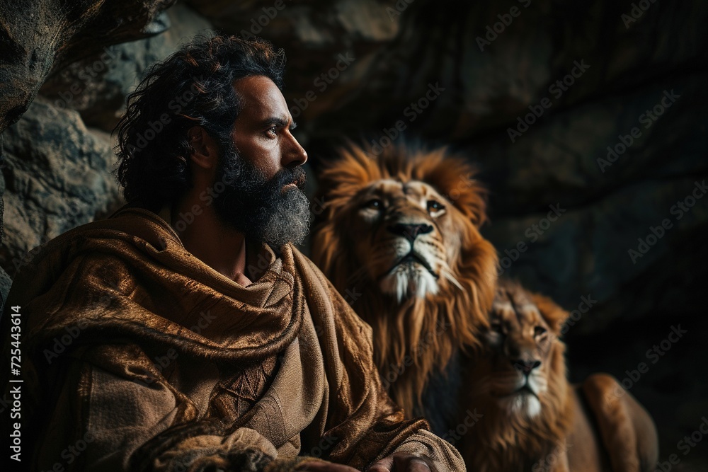 Daniel in the lions den, Bible story. Stock Photo | Adobe Stock