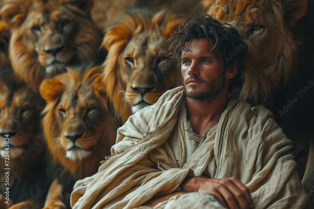 Daniel in the lions den, Bible story. Stock Photo | Adobe Stock