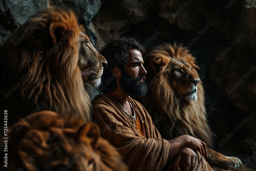 Daniel in the lions den, Bible story. Stock Photo | Adobe Stock