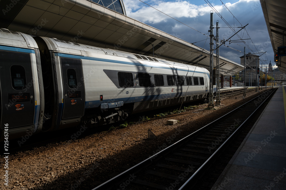 Pendolino train at Kraków Główny Main Railway Station in Cracow ...
