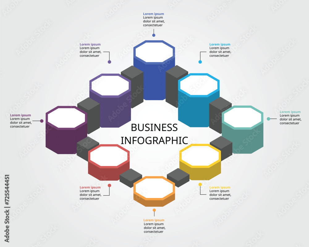 Octagon step level chart template for infographic for presentation for ...