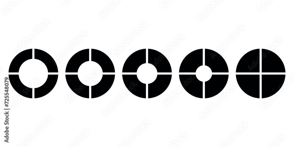 Set of four parts of circle. Pie chart with four same size sectors ...