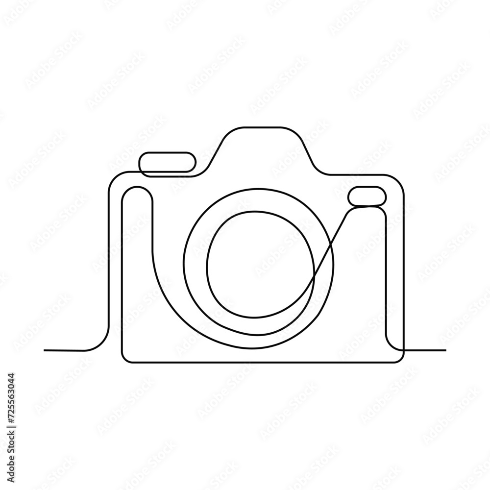 Continuous single line Hand drawing outline line of digital camera ...