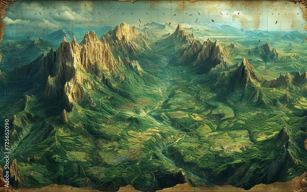 Game Map, Game Board, Top View. Medieval Style. Video Game's Digital CG ...