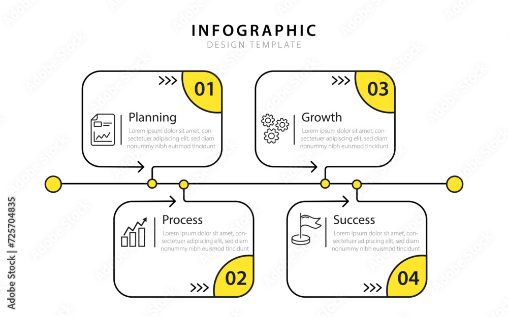 Timeline infographic template. 4 Step timeline journey, calendar Flat ...