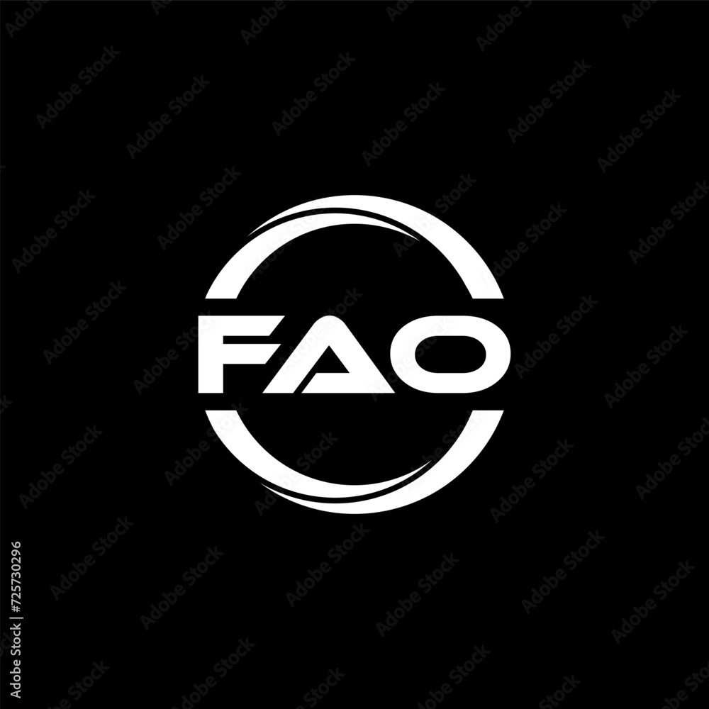 FAO letter logo design with black background in illustrator, cube logo ...