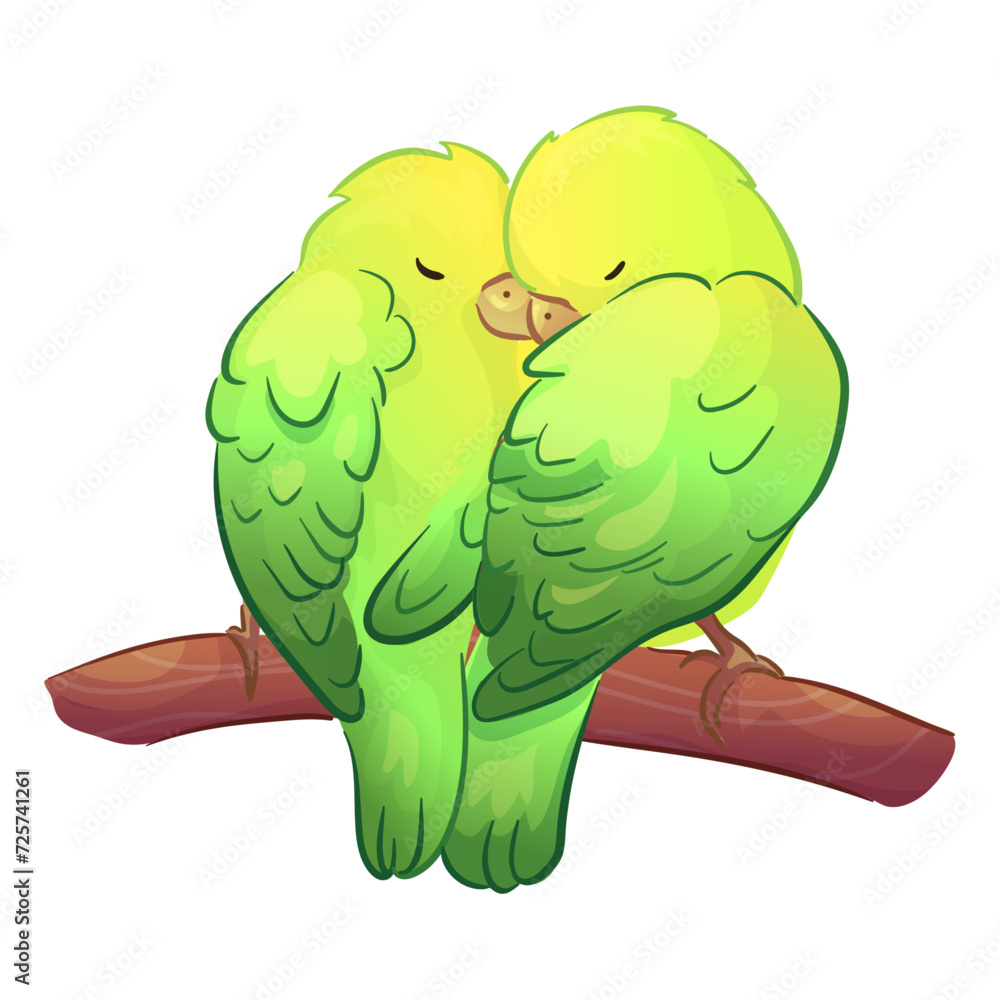 Flat illustration of a pet parrot, illustration with stroke and fill ...
