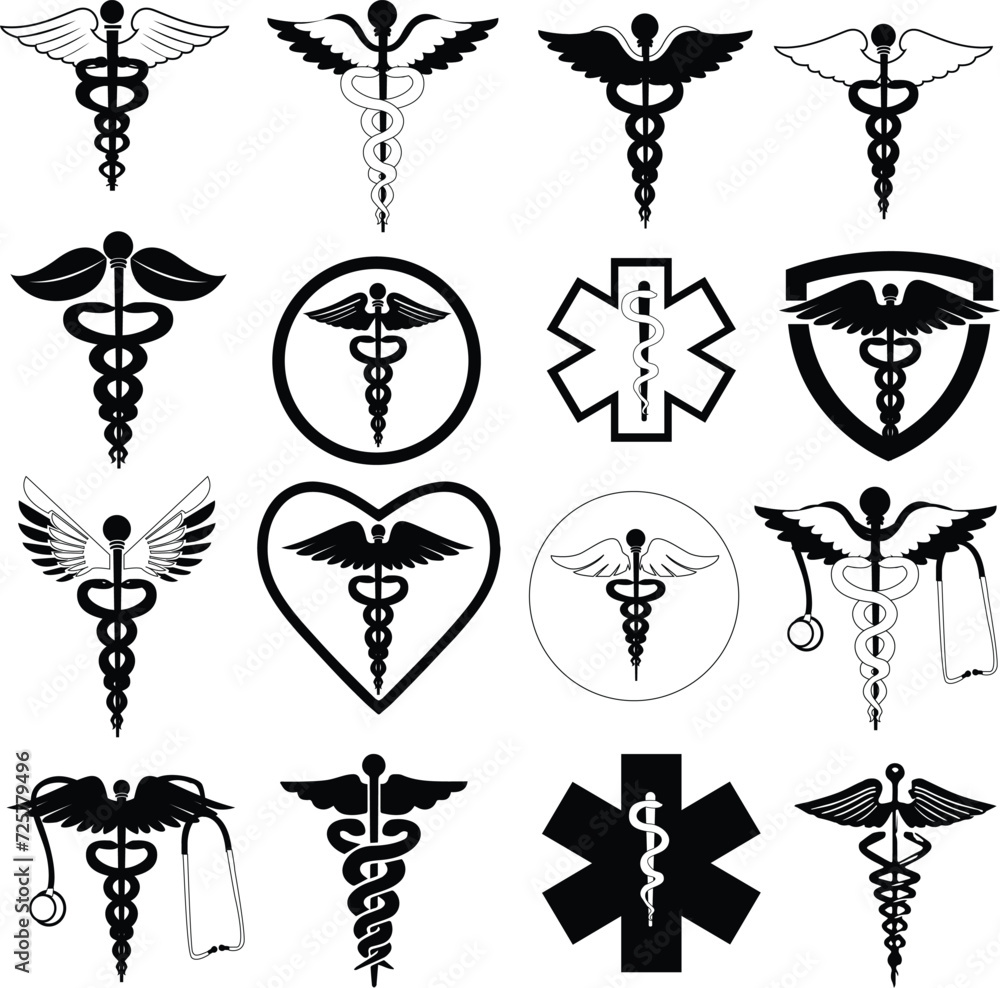 Medical Symbol eps, Caduceus Symbol, Dark silhouette, Instant Download ...