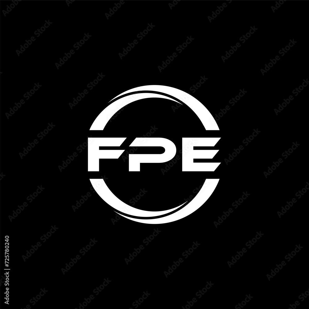 FPE letter logo design with black background in illustrator, cube logo ...