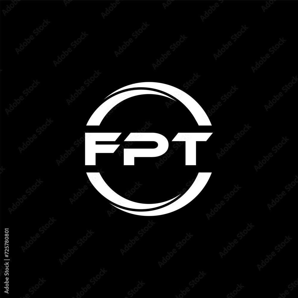 FPT letter logo design with black background in illustrator, cube logo ...
