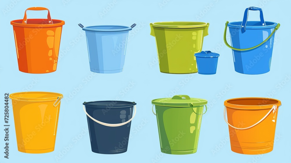 Different buckets. Vector set isolate. Illustration of bucket and ...