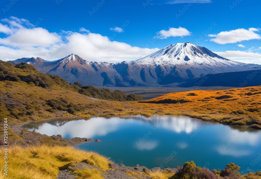 Overlooking Mount Ruapehu and the Lower Tama Lake. Tongariro National ...