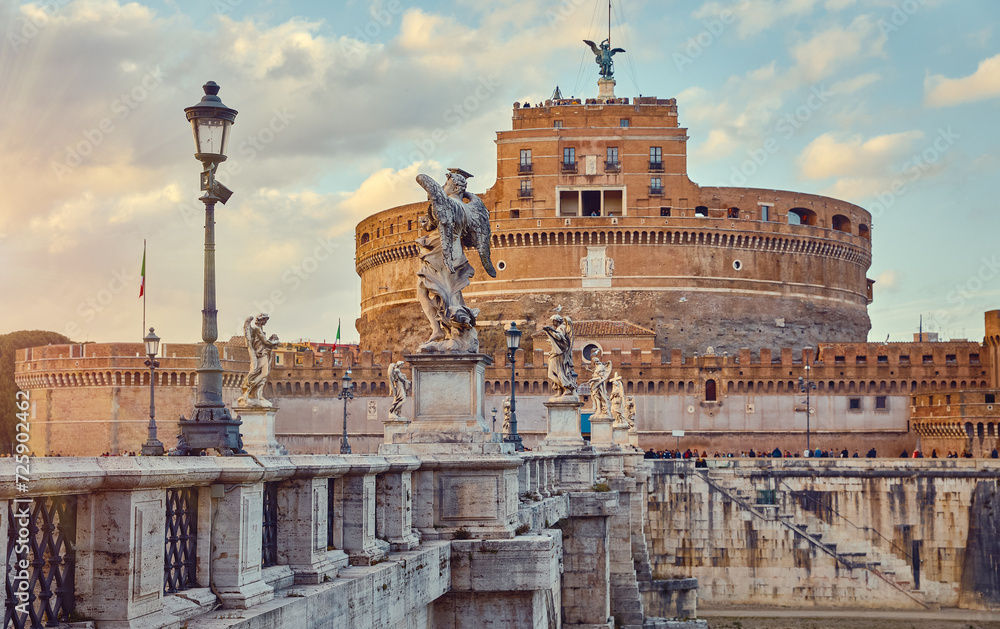 Rome, Italy. Castel Saint Angelo or Mausoleum of Hadrian. Ancient Roman ...