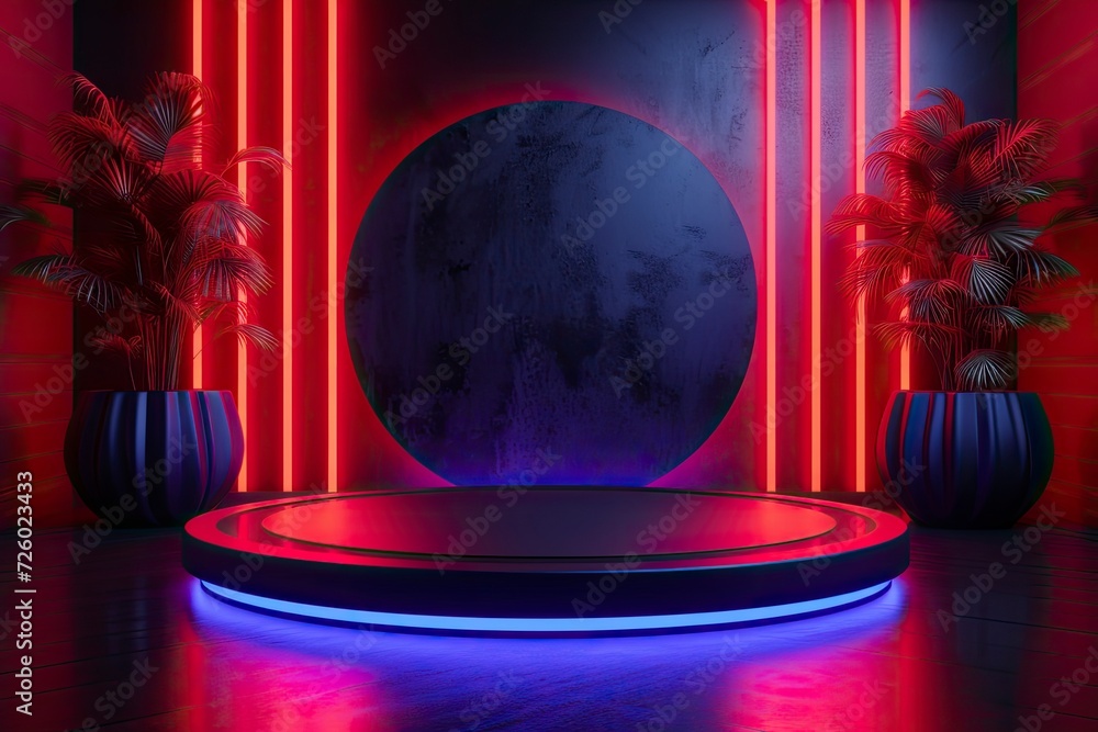 podium with gaming background, mockup display stand for product ...