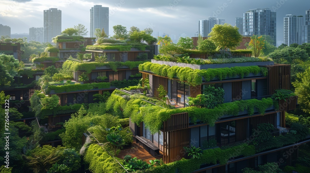 Innovative green architecture with living roofs and walls on urban ...