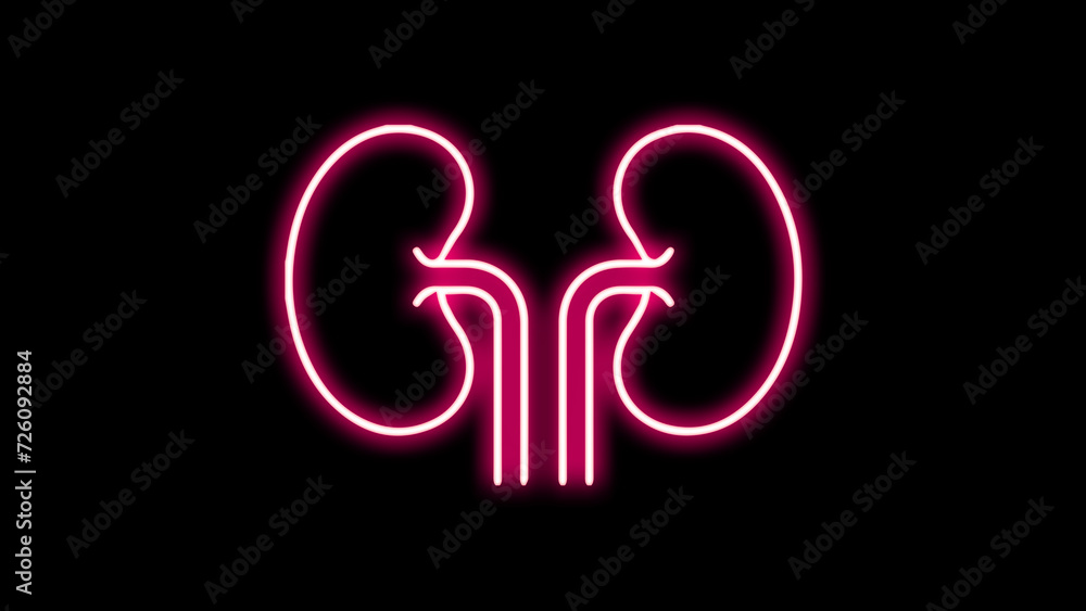 Illustration Stock Neon kidney icon in a line style for humans. kidney ...