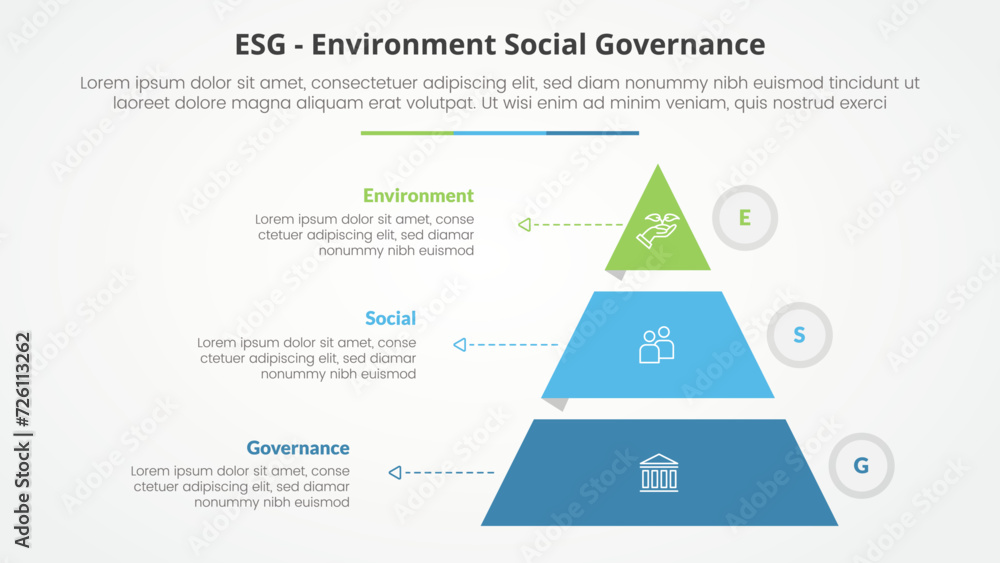ESG frameworks infographic concept for slide presentation with pyramid ...