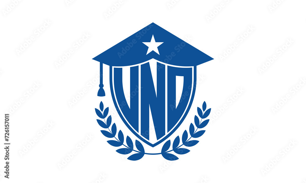 UNO three letter iconic academic logo design vector template. monogram ...