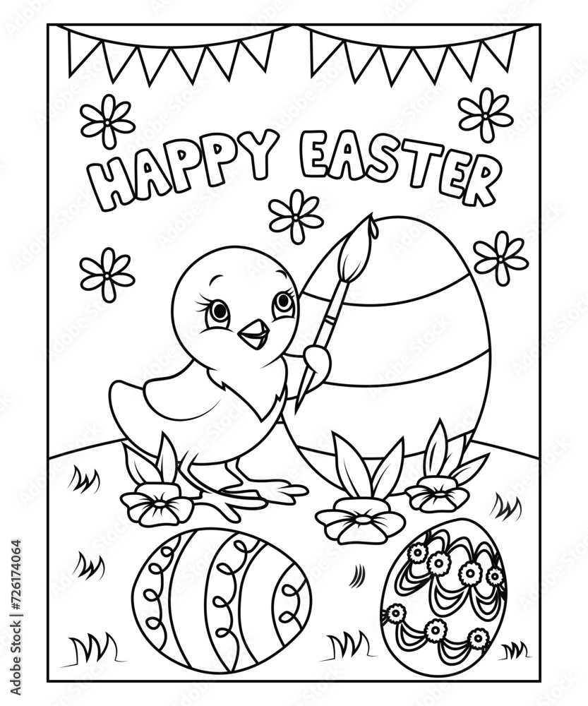 easter coloring page for kids Stock Vector | Adobe Stock