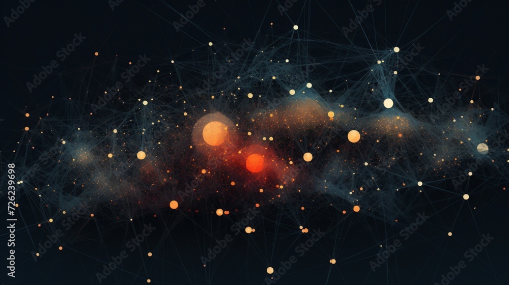 Foto de Stock Deep learning neural network visualized as a dynamic web of interconnected nodes ...