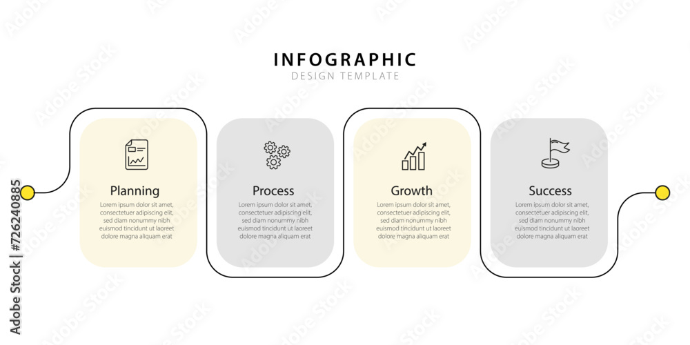 Timeline infographic template. 4 Step timeline journey, calendar Flat ...