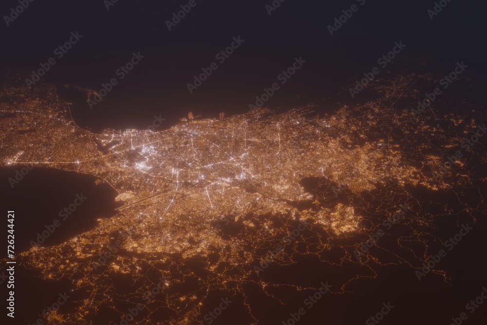 Aerial shot on Quezon City (Philippines) at night, view from east ...