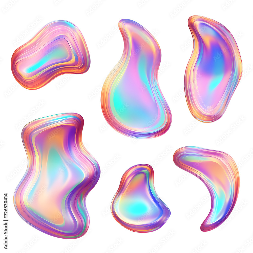 Ilustración de Stock 3d chrome y2k metal elements. Chrome Y2K melted ...