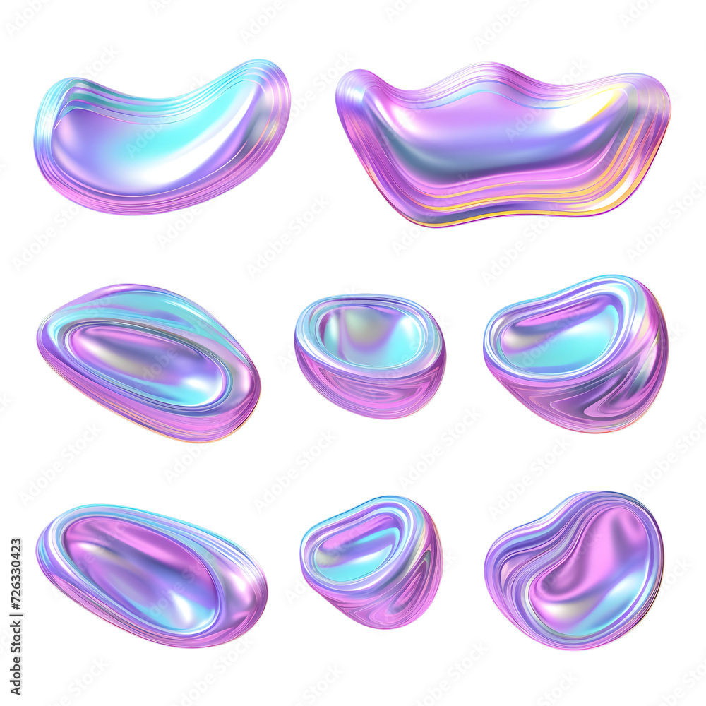 Ilustración de Stock 3d chrome y2k metal elements. Chrome Y2K melted ...