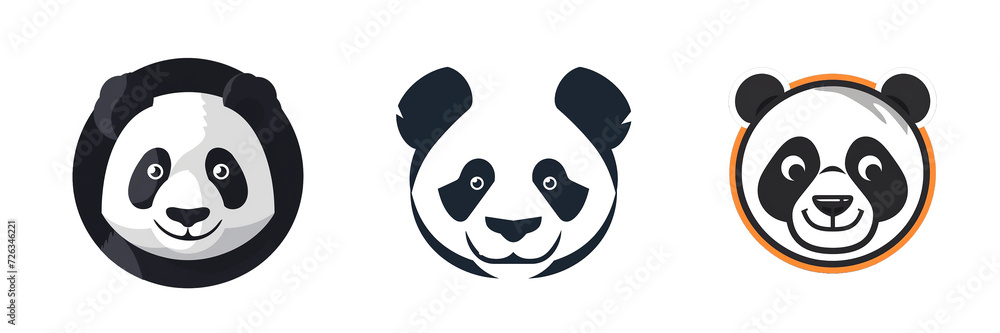 Panda logo on transparent background png. Bear animal logo collection ...