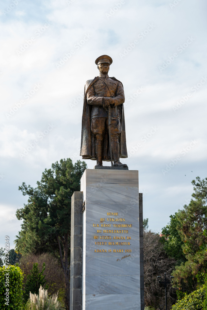 Bronze statue of Mustafa Kemal Ataturk, the founder of the modern ...