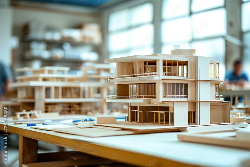 Architectural mock-up factory house design team creating physical ...