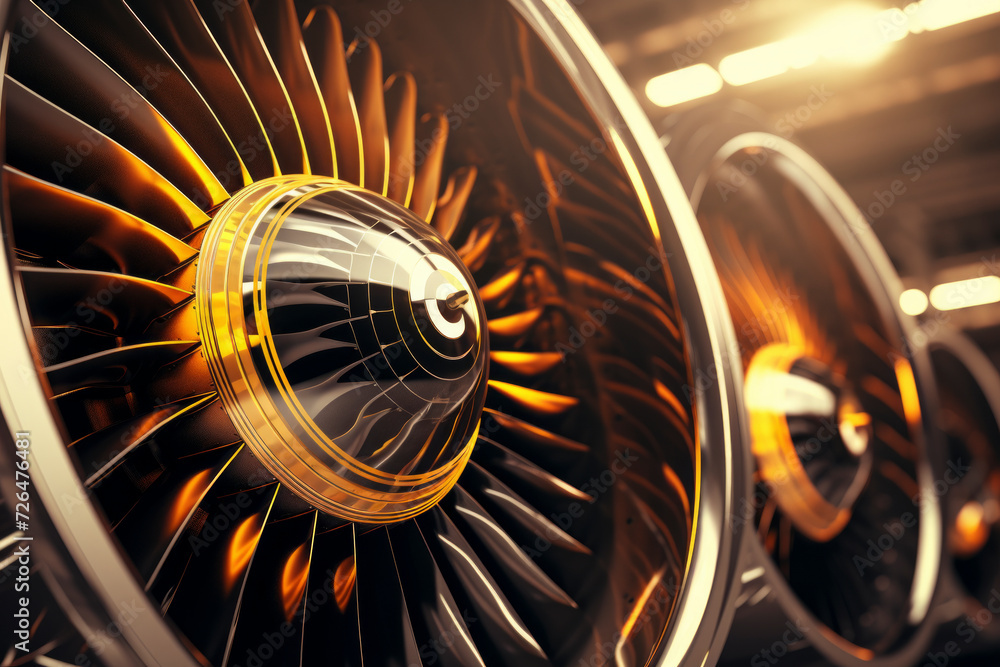 Innovation background featuring energised overlapping jet engines, with ...