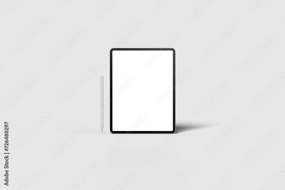 New Blank screen realistic tablet frame, side view, top view. The ...