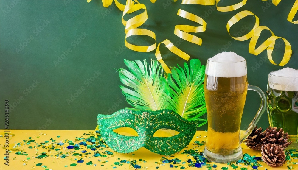 Tema de carnaval brasileiro com máscaras, serpentinas, confetes e ...