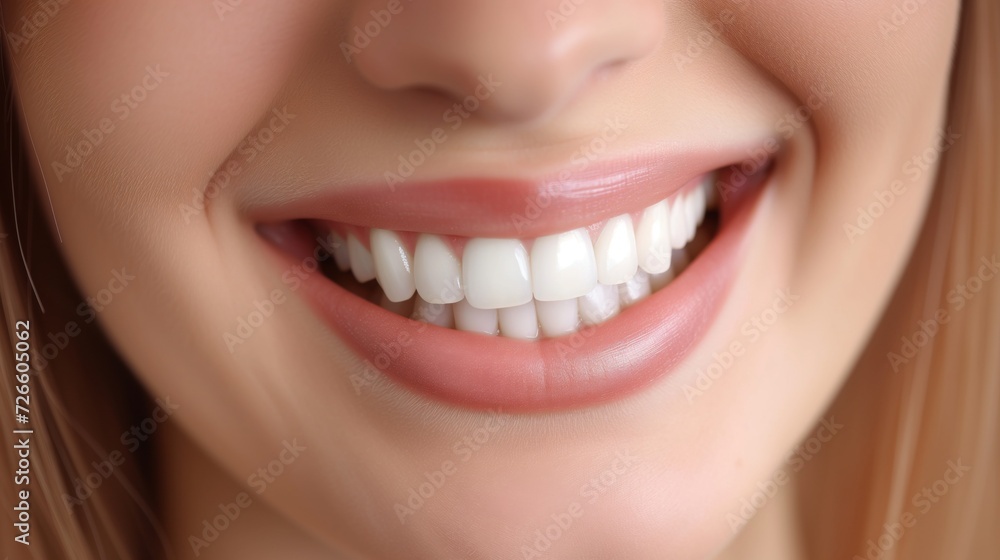 Tooth whitening, perfect white teeth close up facing to the camera ...
