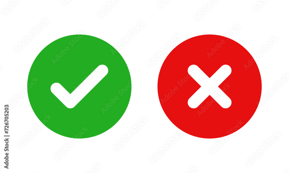 Check mark and cross mark icons Stock Vector | Adobe Stock