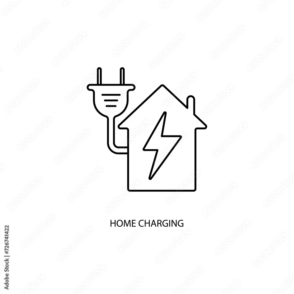 home charging concept line icon. Simple element illustration. home ...
