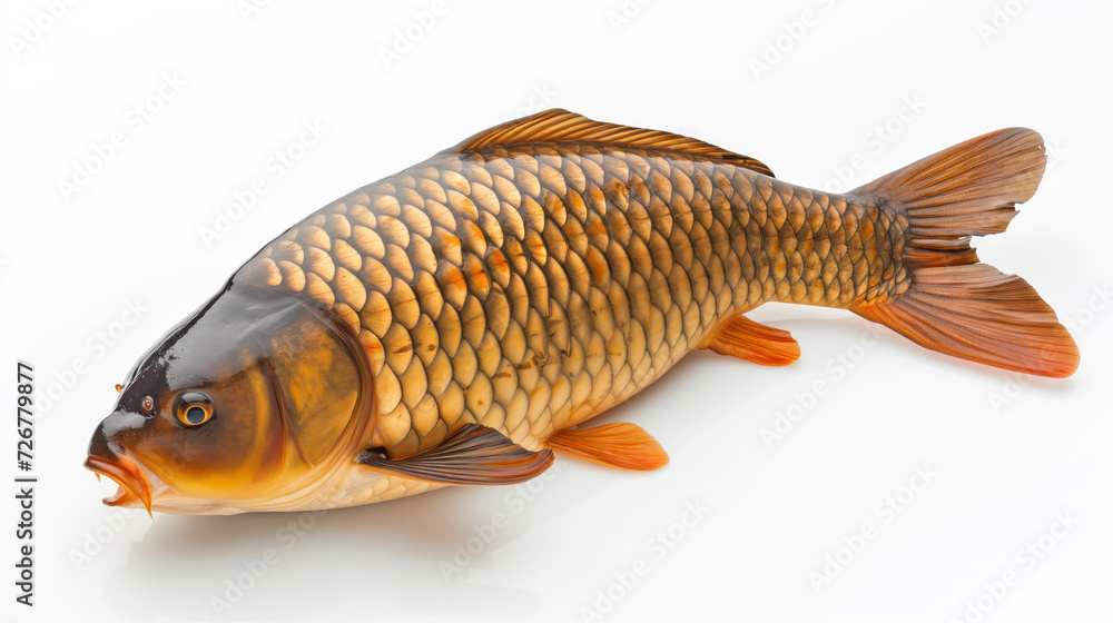 A detailed and realistic image of a golden carp, showcasing its ...