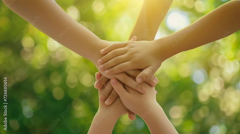 World environment day with global community teamwork, CSR and ESG environmental energy saving ...