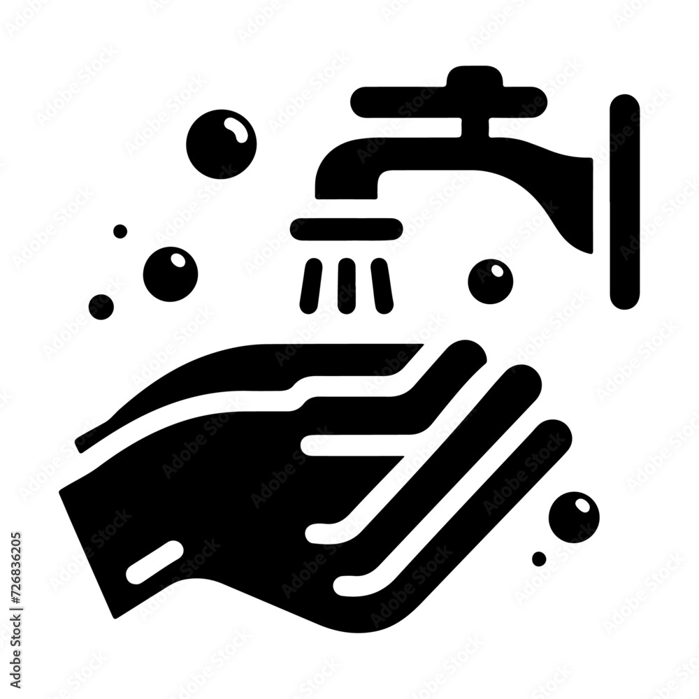 Hand washing vector icon, clipart, symbol, flat illustration, black ...