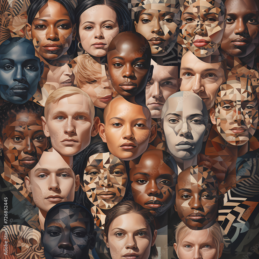Collage of diverse faces representing unity. Stock Illustration | Adobe Stock