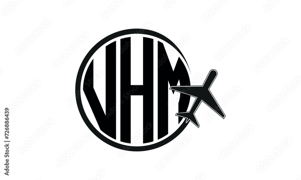 VHM three initial letter circle tour & travel agency logo design vector ...