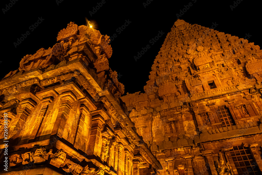 Night Time with Lightning - Tanjore Big Temple or Brihadeshwara Temple ...
