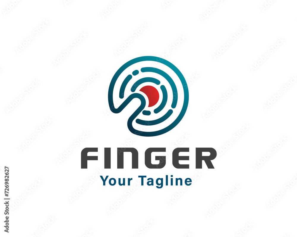 circle finger biometric line identification logo icon symbol design ...
