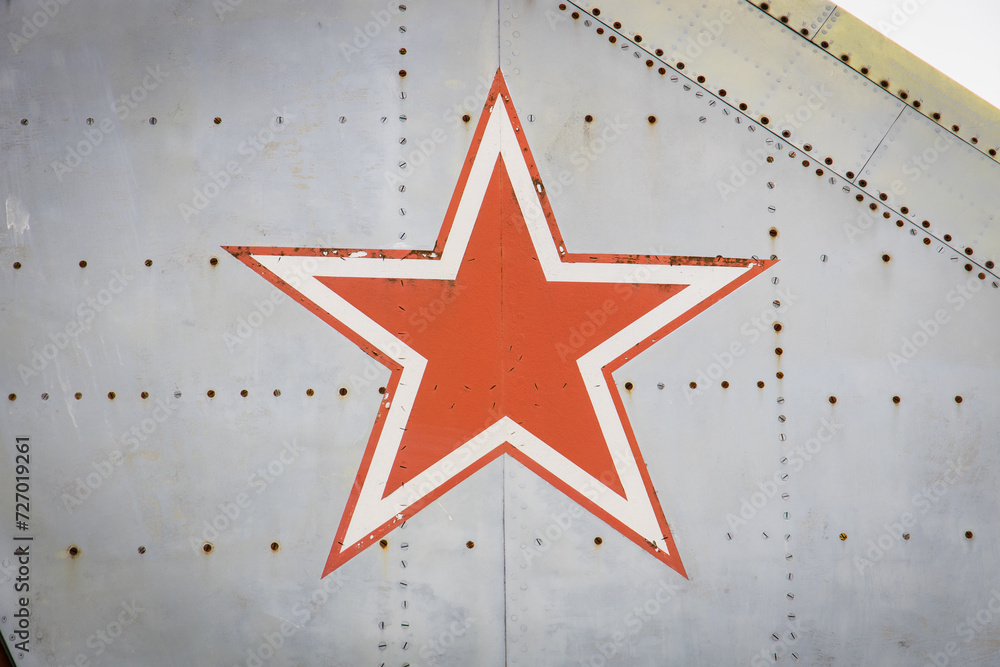 Red soviet star serving as nationality marking at the exterior of a ...