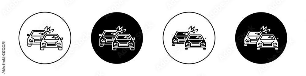 Car crash icon set. Vehicle collision aftermath vector symbol in a ...