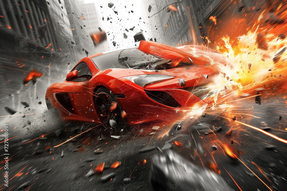 Supercar Damaged after car crash, Wrecked car, Supercar crash. Car ...